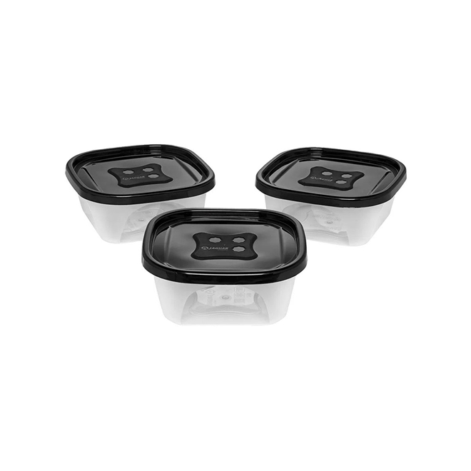 Jaguar Conjunto de 3 Potes Plásticos Munique Quadrado 690ml Jaguar ...